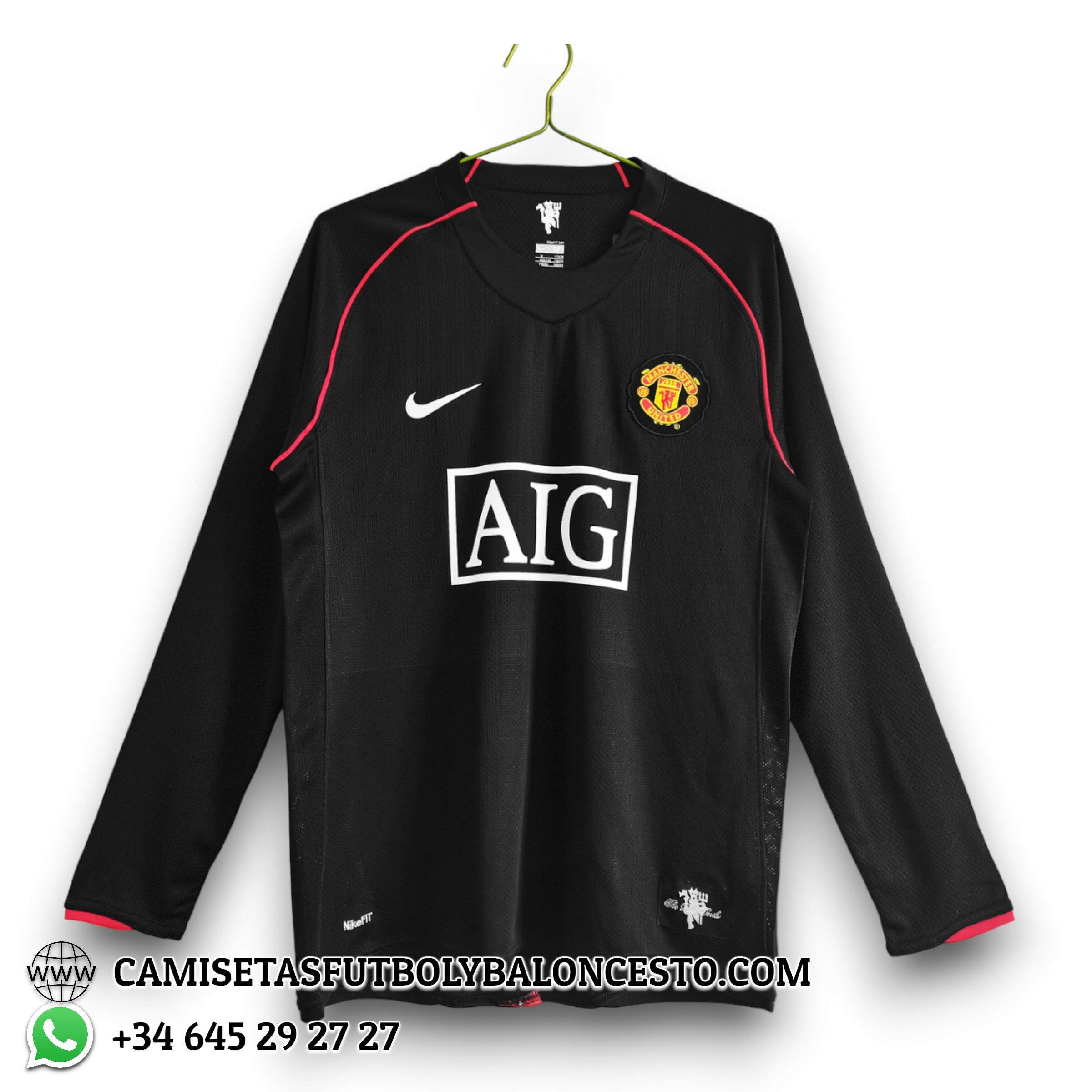 Camiseta Manchester United 2007-2008 Visitante Manga Larga ...