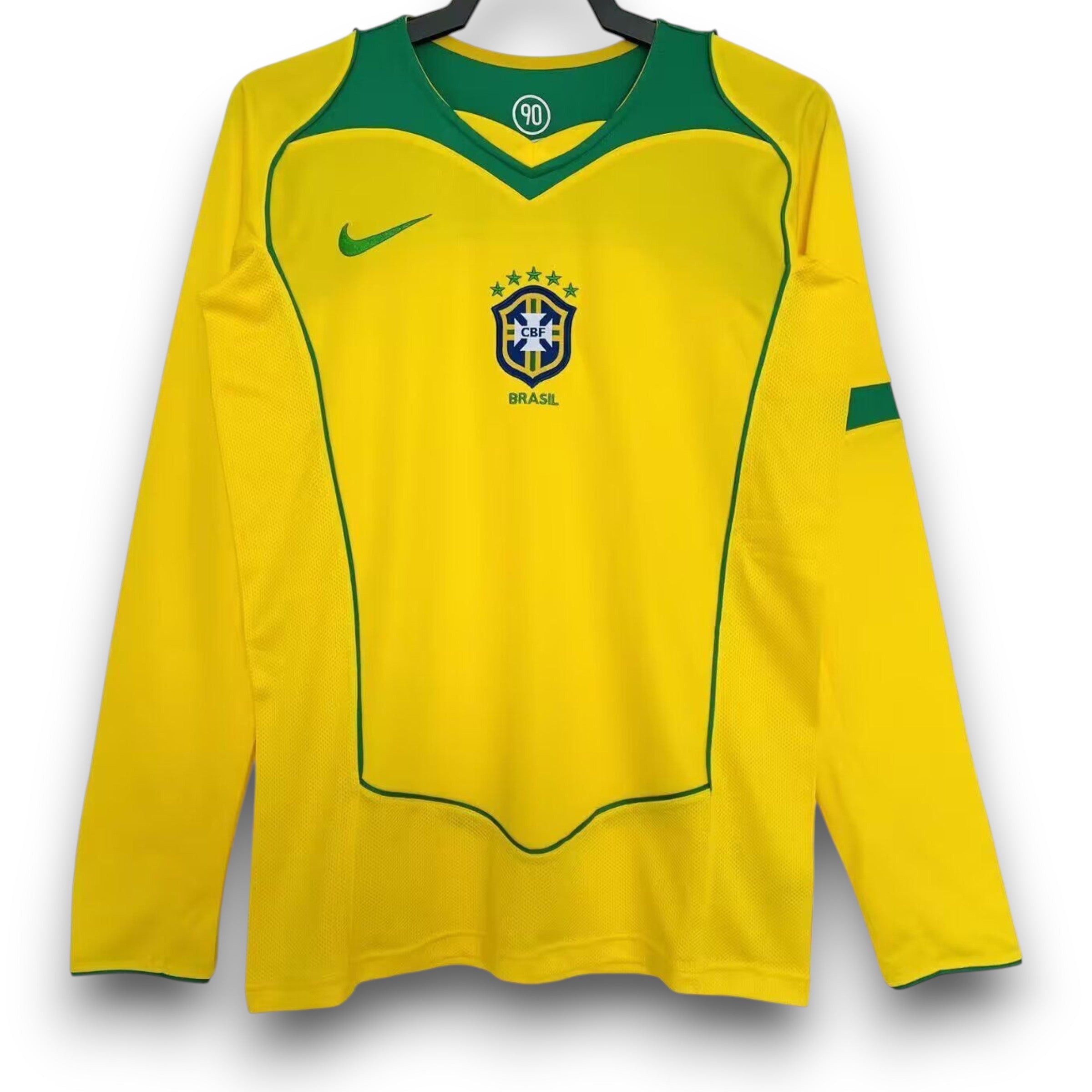 Camiseta Brasil 2004 Local - Manga larga – camisetasfutbolbaloncesto